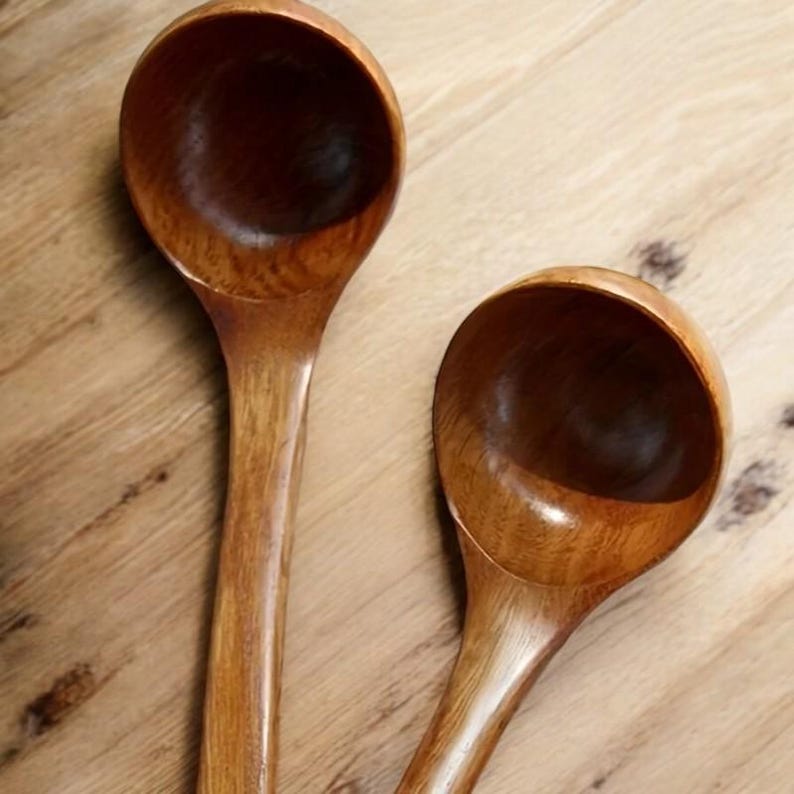 Handcrafted Wooden Ladle, Rustic Kitchen Utensil, Natural Wooden Soup ...