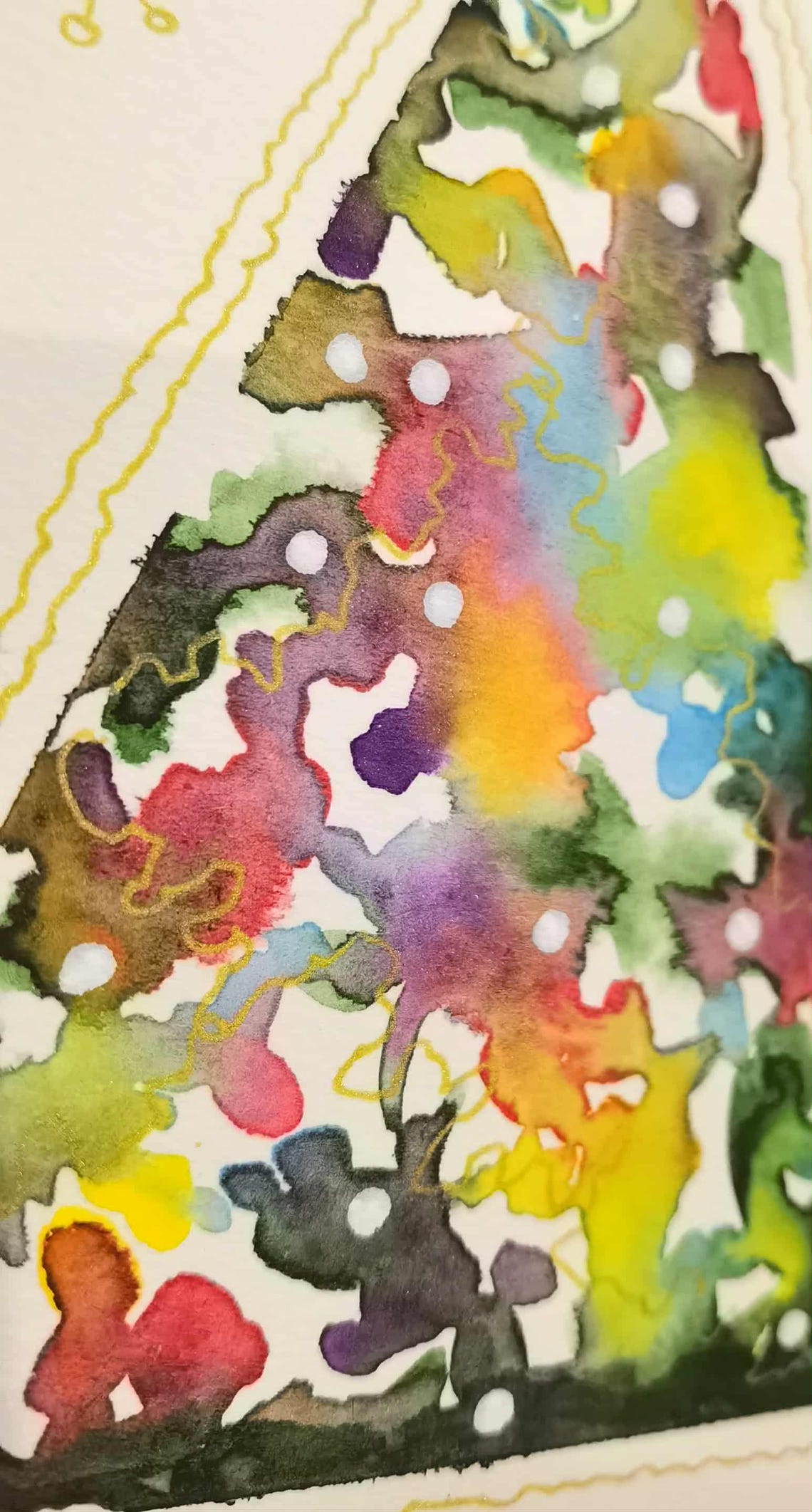 Original Watercolor Christmas Card: Abstract Tree With Red Envelope - Etsy