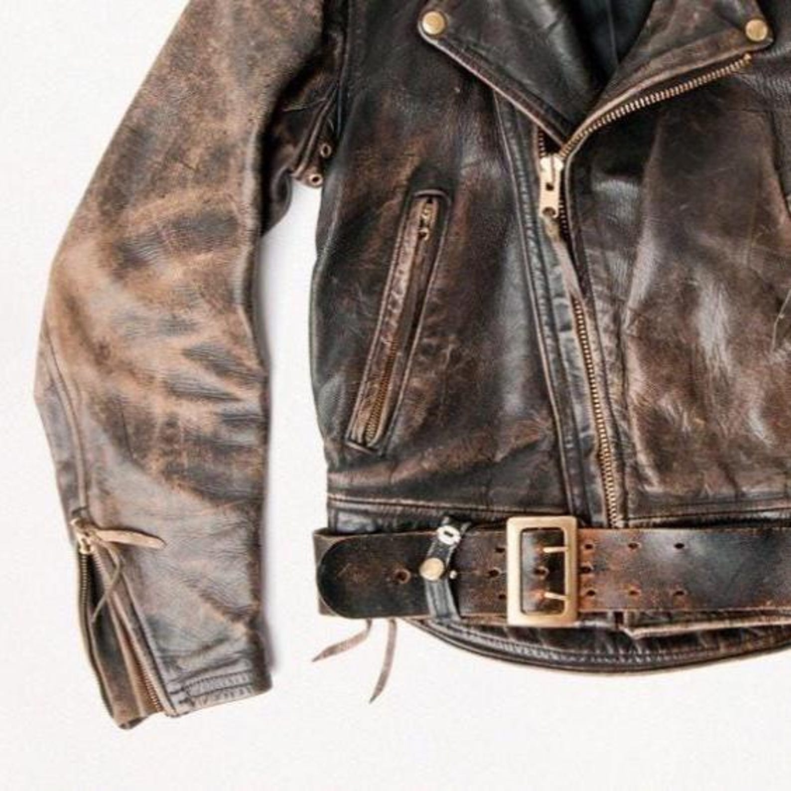 Military Zone Detachable Fur Collar Biker Jacket Handmade Vintage Style ...