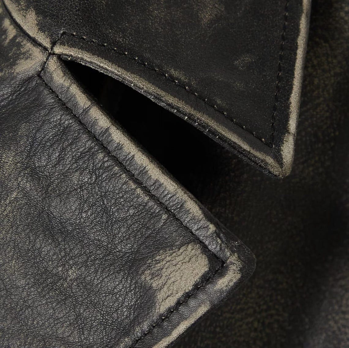 60s Distressed Oversized Biker Jacket, Handmade Boxy Black Real ...