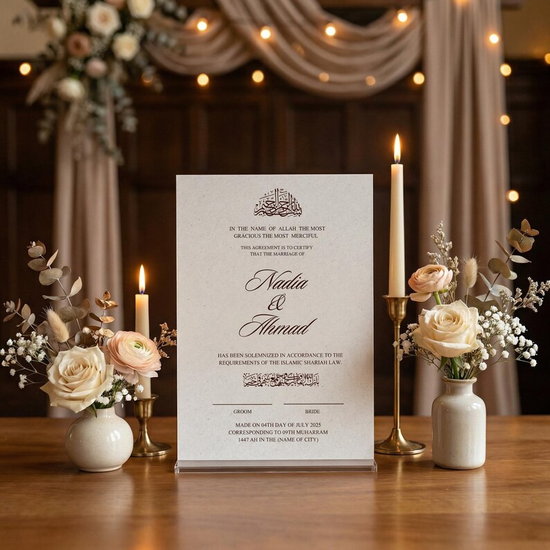 Editable Nikkah Certificate Template, Minimal Nikah Nama, Printable ...