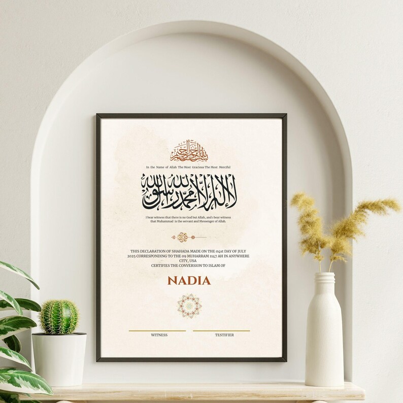 Editable Islamic Shahada Certificate: Muslim Conversion Template ...