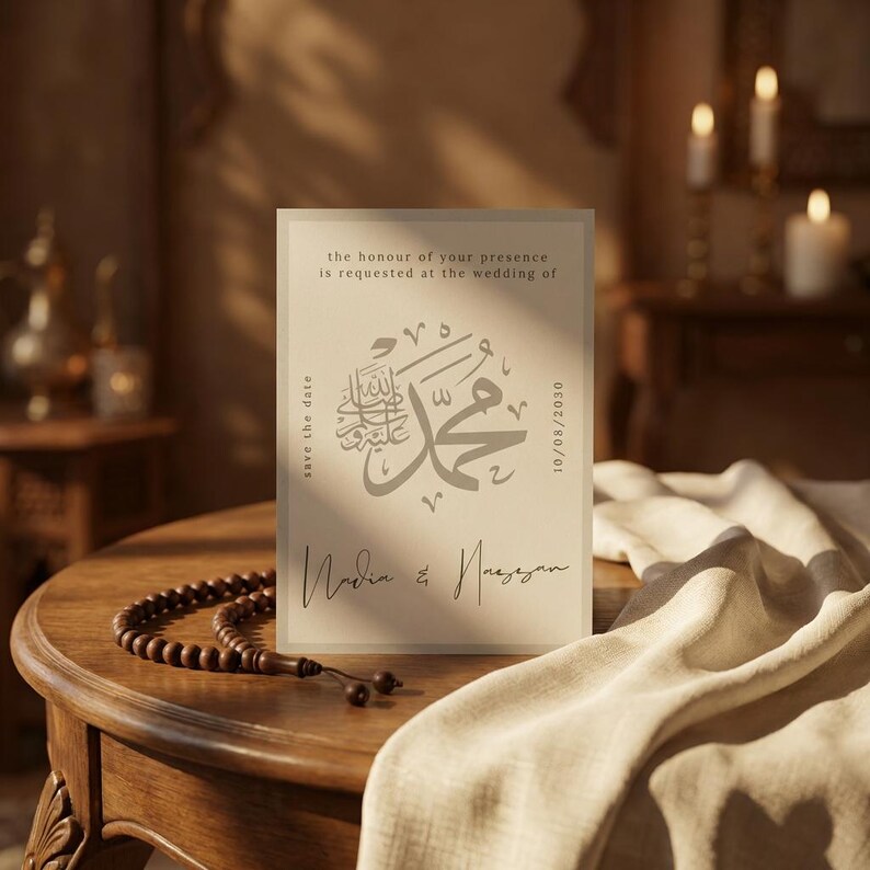 Islamic Wedding Invite Template, Muslim Save the Date, Nikkah Invite ...