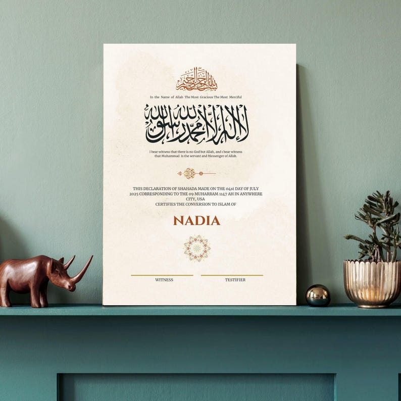 Editable Islamic Shahada Certificate: Muslim Conversion Template ...