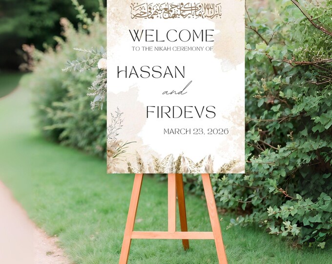 Islamic Nikkah Welcome Sign Template, Custom Nikah Sign Board ...