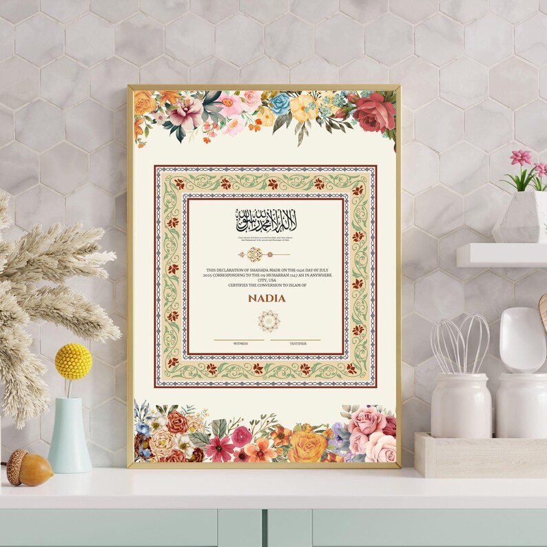 Luxury Shahada Certificate, Printable Muslim Conversion Template ...