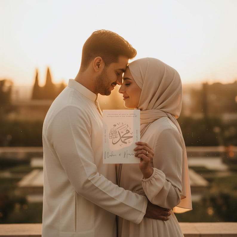 Islamic Wedding Invite Template, Muslim Save the Date, Nikkah Invite ...