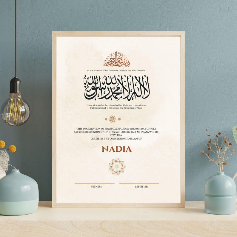 Editable Islamic Shahada Certificate: Muslim Conversion Template ...