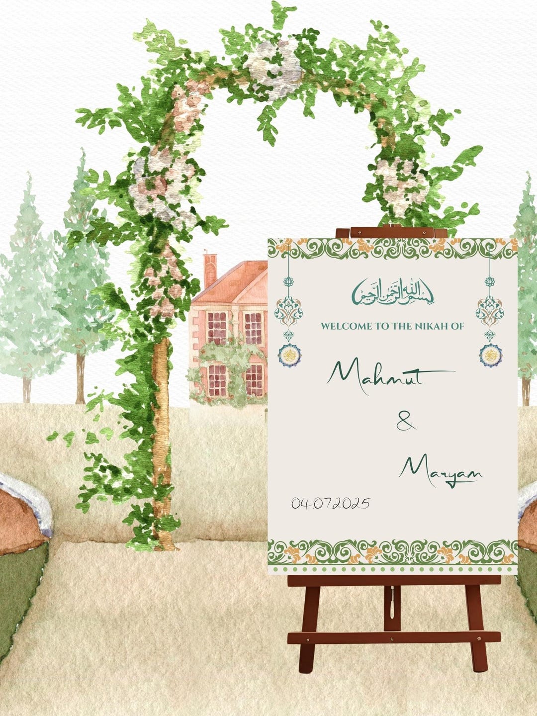 Nikkah Welcome Sign | Custom Muslim Wedding Board | Editable Nikah Sign ...