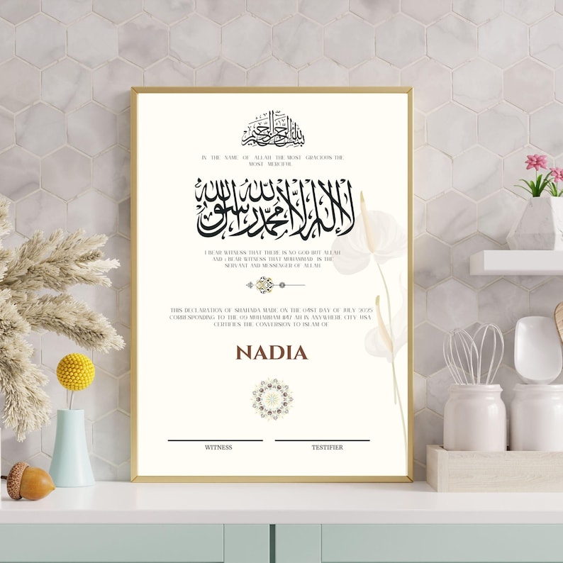 Editable Shahada Certificate – Islamic Declaration of Faith Template ...