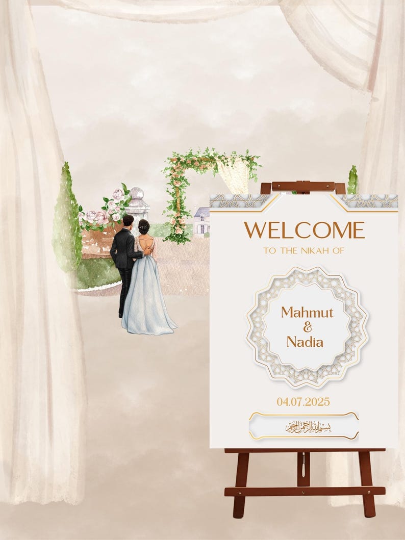 Islamic Nikkah Welcome Sign | Custom Muslim Wedding Board | Editable ...
