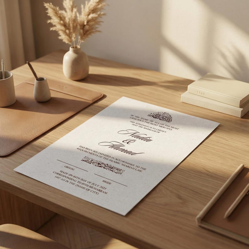 Editable Nikkah Certificate Template, Minimal Nikah Nama, Printable ...