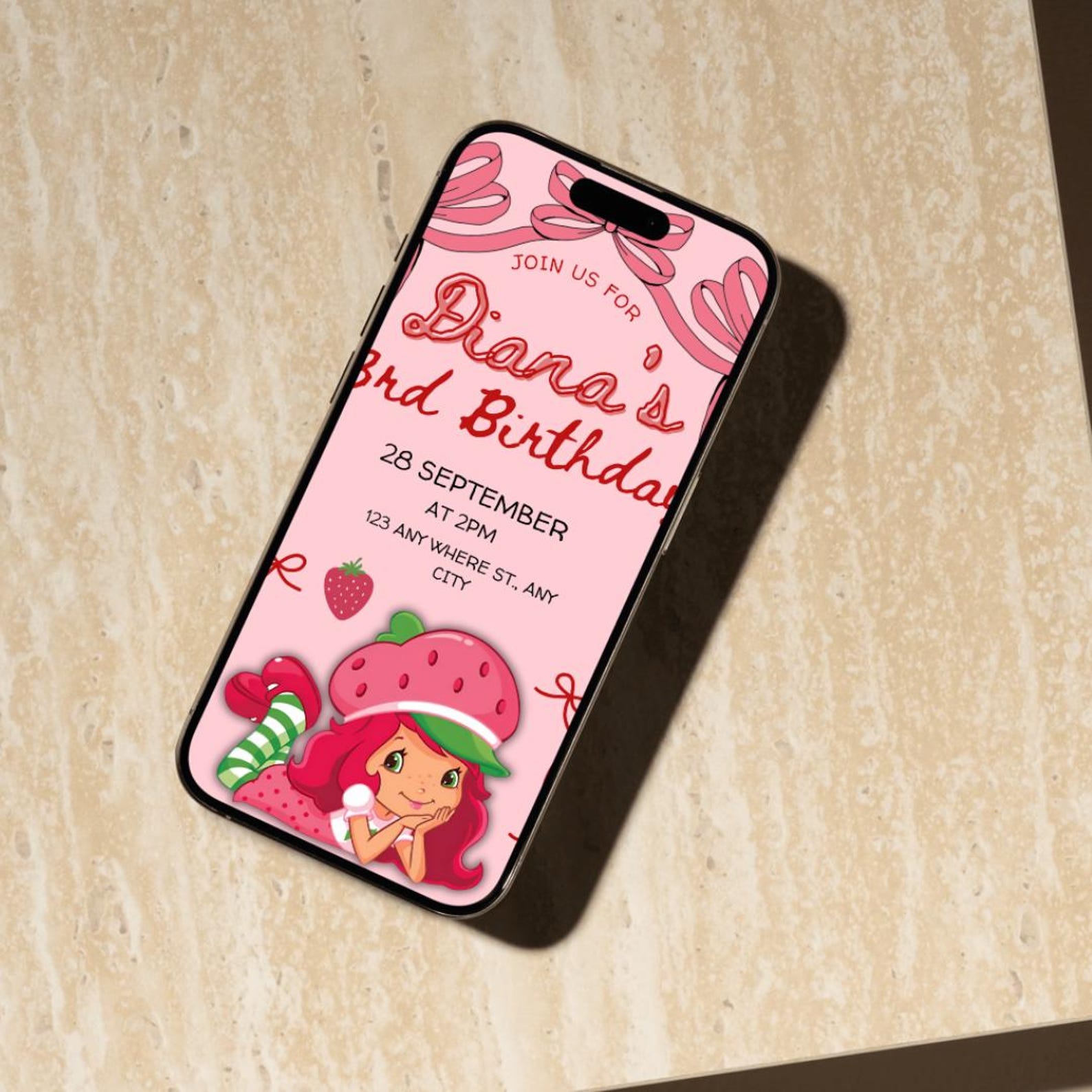 Strawberry Shortcake Birthday Invite Strawberry Birthday Invitation ...