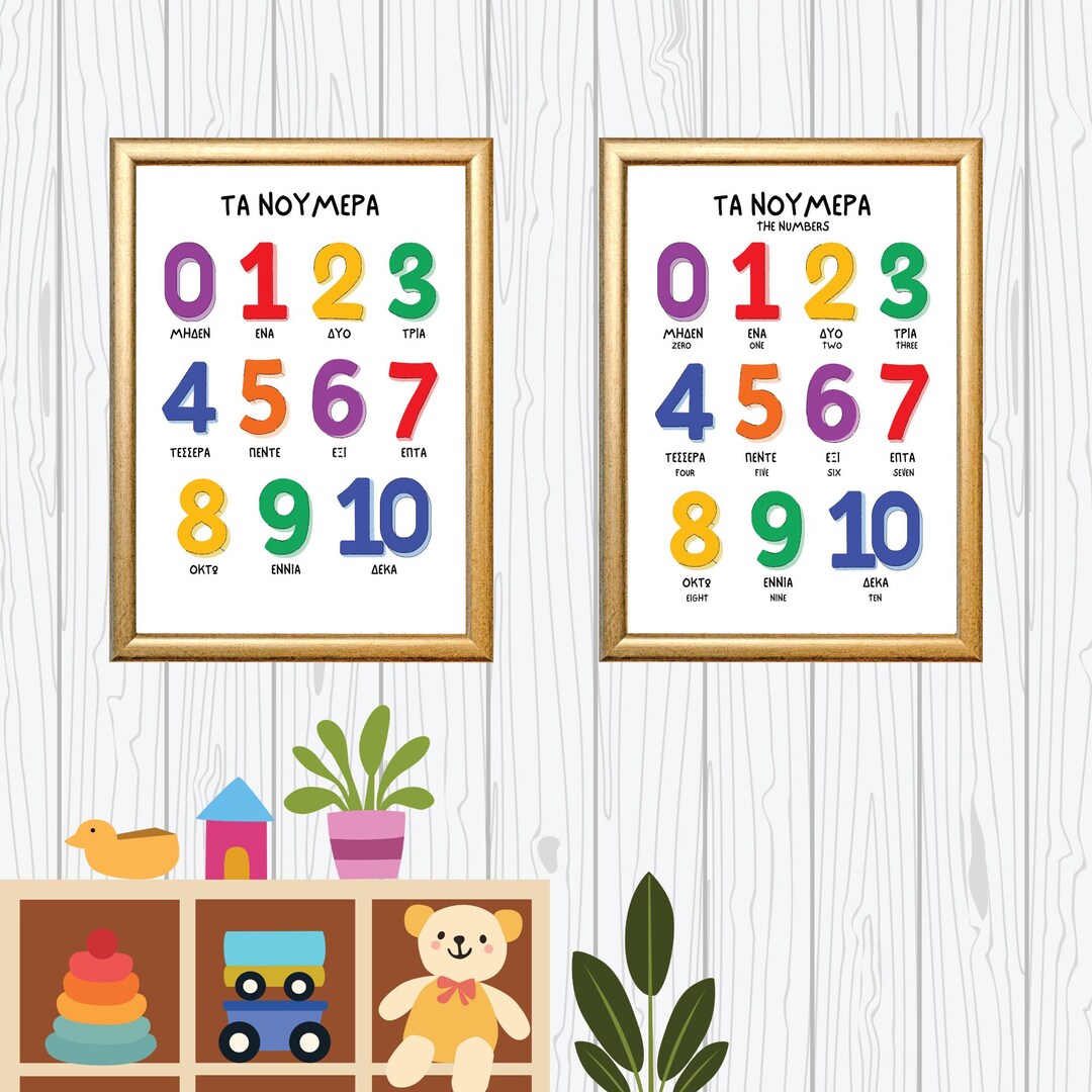 Greek Numbers (0-10) Printable Charts - Bold Colors - Etsy