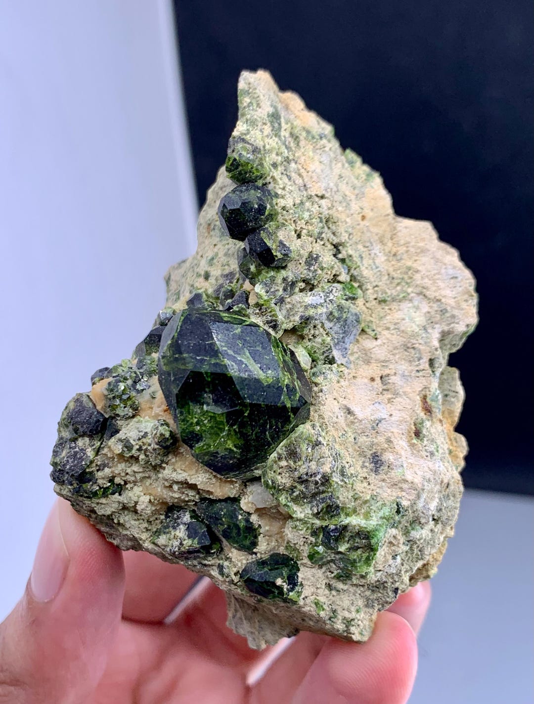 173 Gram Bright Green Color Green Garnet Cluster With Matrix From ...