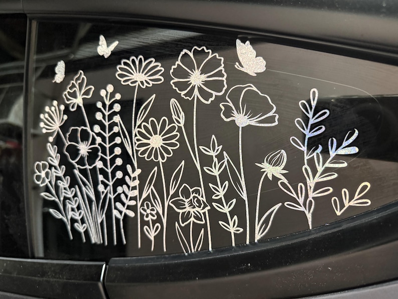 Wildflower Car Decal - Retro Floral Vinyl Sticker - Weatherproof - Etsy
