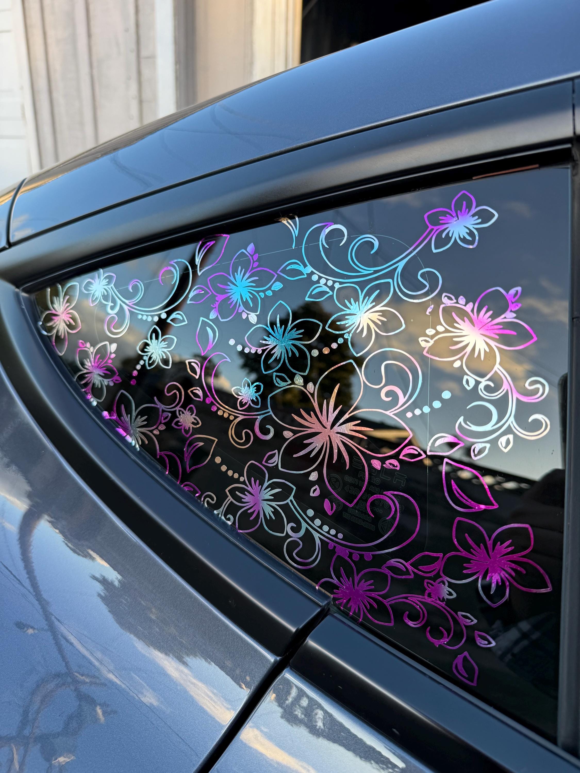 Flourish Flower Car Decal | Elegant Flower Vinyl Sticker | Car Window ...