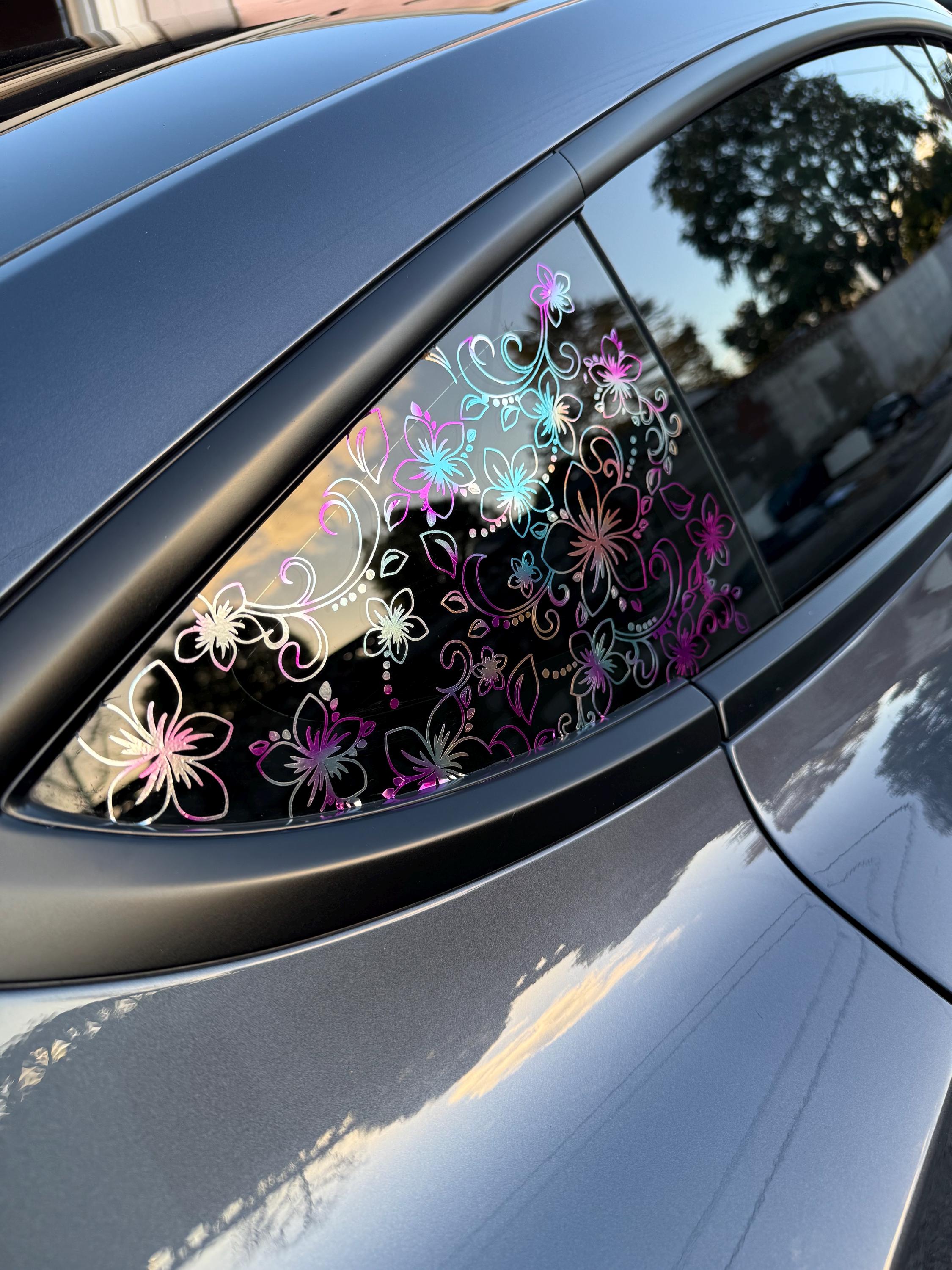 Flourish Flower Car Decal | Elegant Flower Vinyl Sticker | Car Window ...