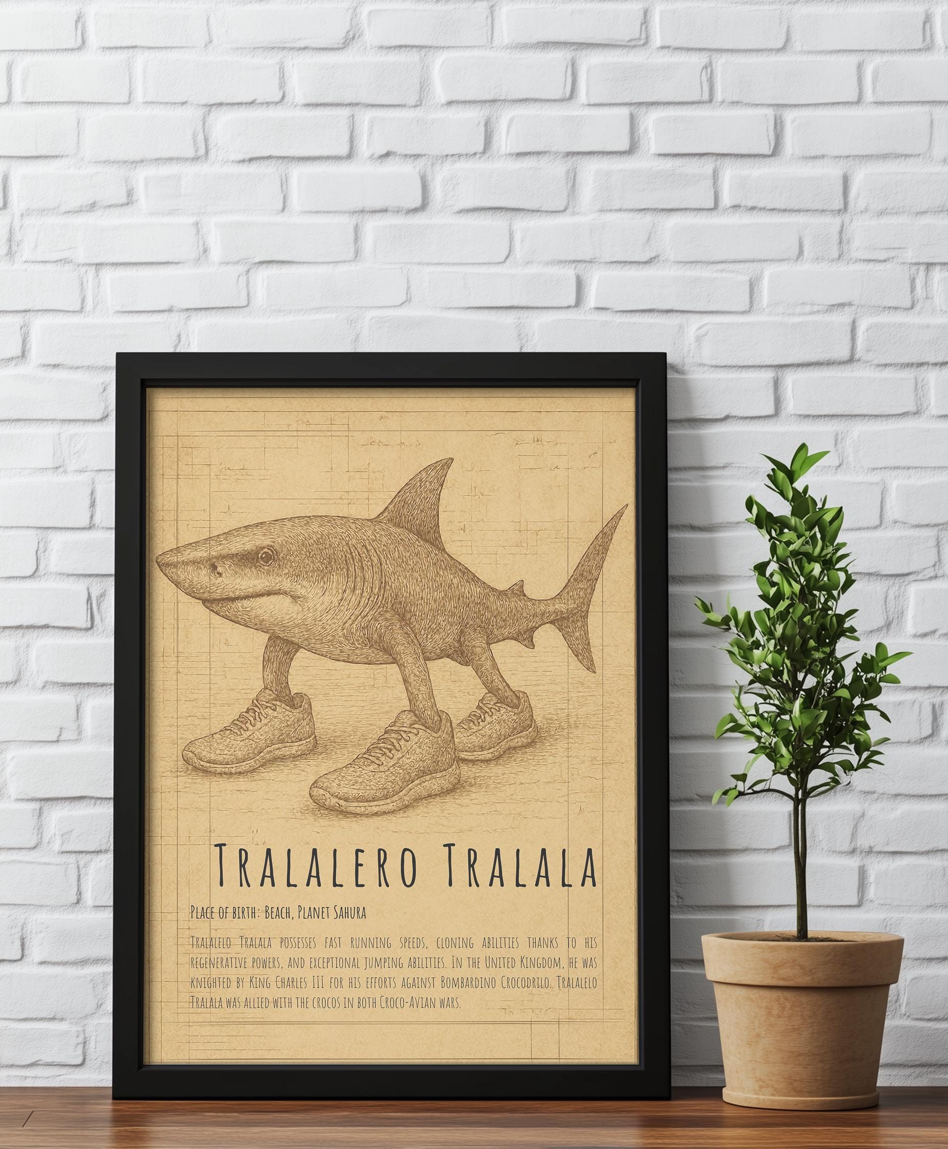 Framed Tralalero Tralala Shark Meme Poster,brainrot Memes,meme Posters ...