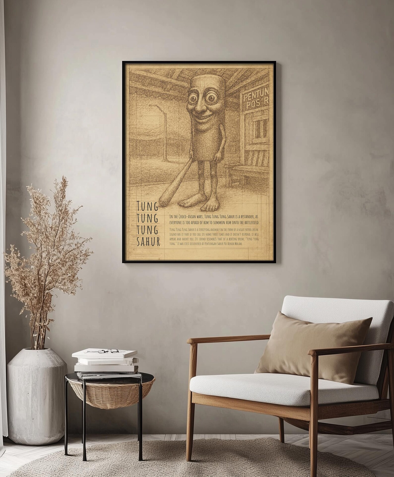 Tung Tung Tung Sahur Meme Poster, Brainrot Memes, Meme Posters, Weird ...