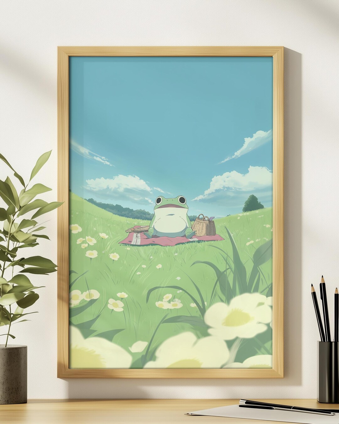 Frog Picnic Poster, Ghibli Poster, Funky Wall Decoration, Bathroom ...