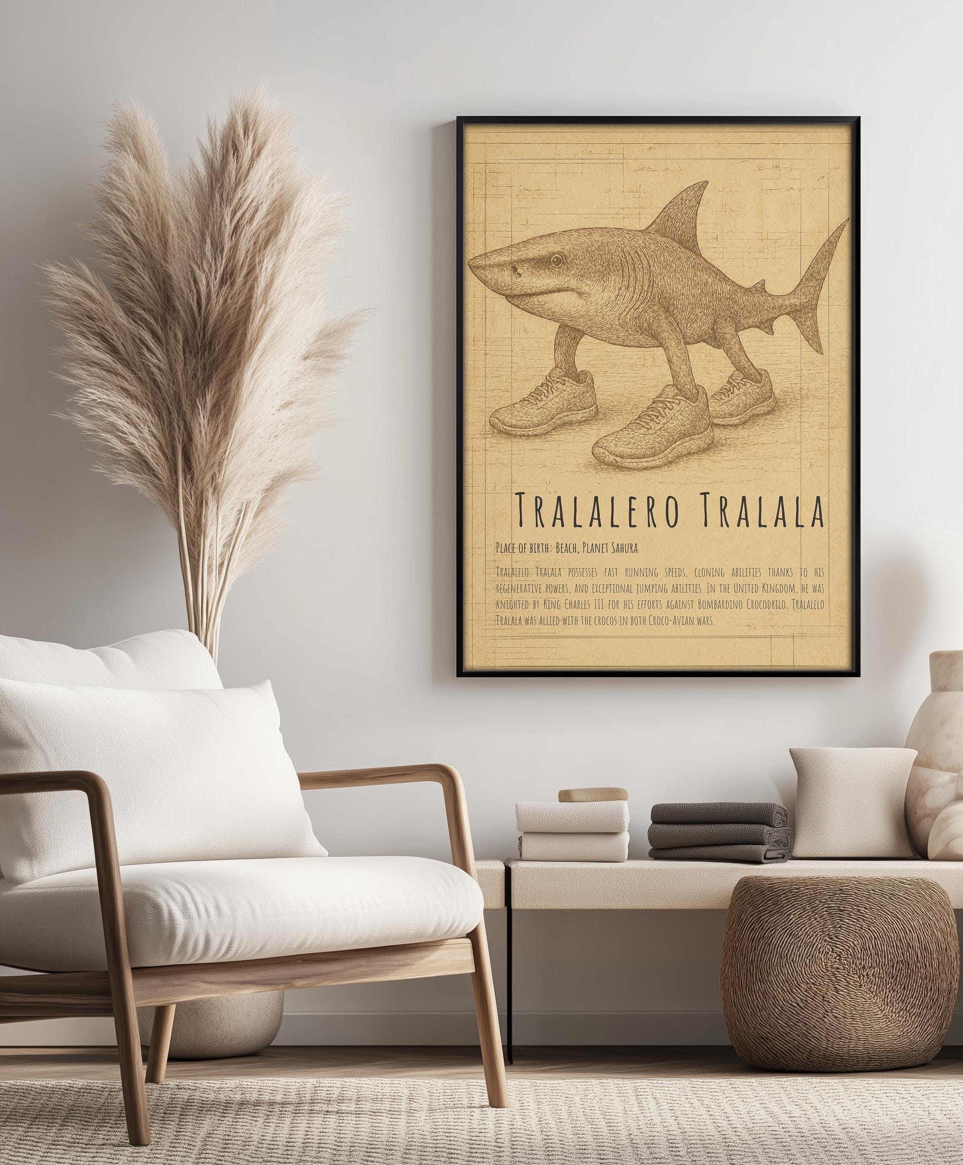Tralalero Tralala Funny Shark Meme Poster,brainrot Memes,meme Posters ...