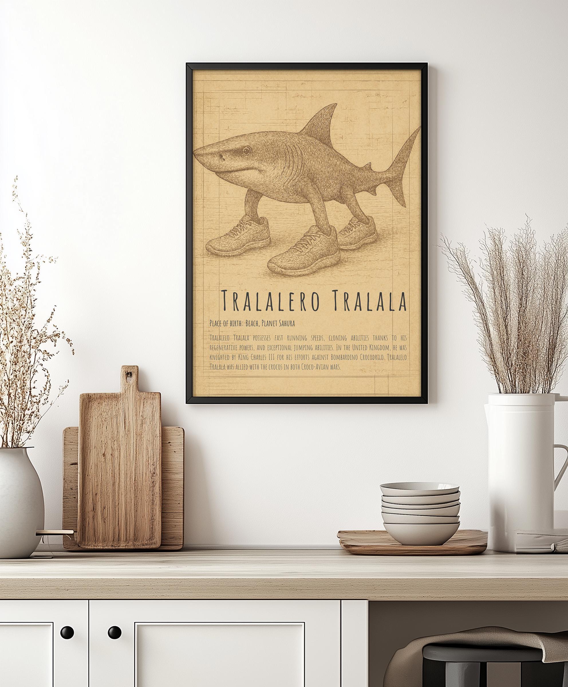 Tralalero Tralala Funny Shark Meme Poster,brainrot Memes,meme Posters ...
