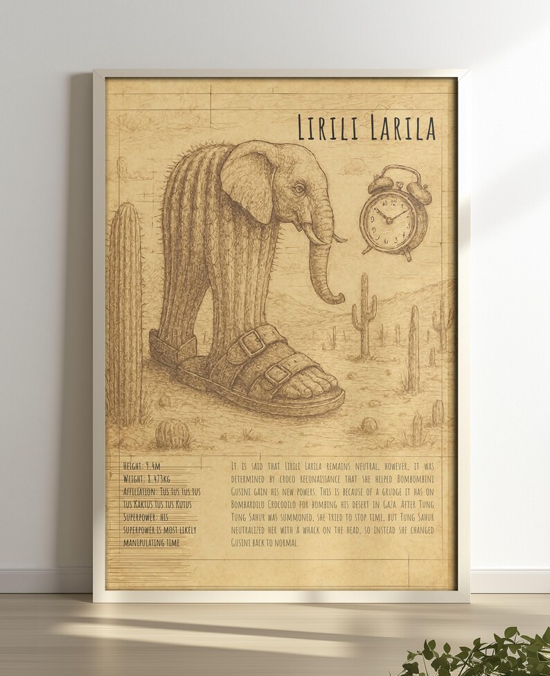 Framed Lirili Larila Meme Poster, Brainrot Memes, Meme Posters,elephant ...