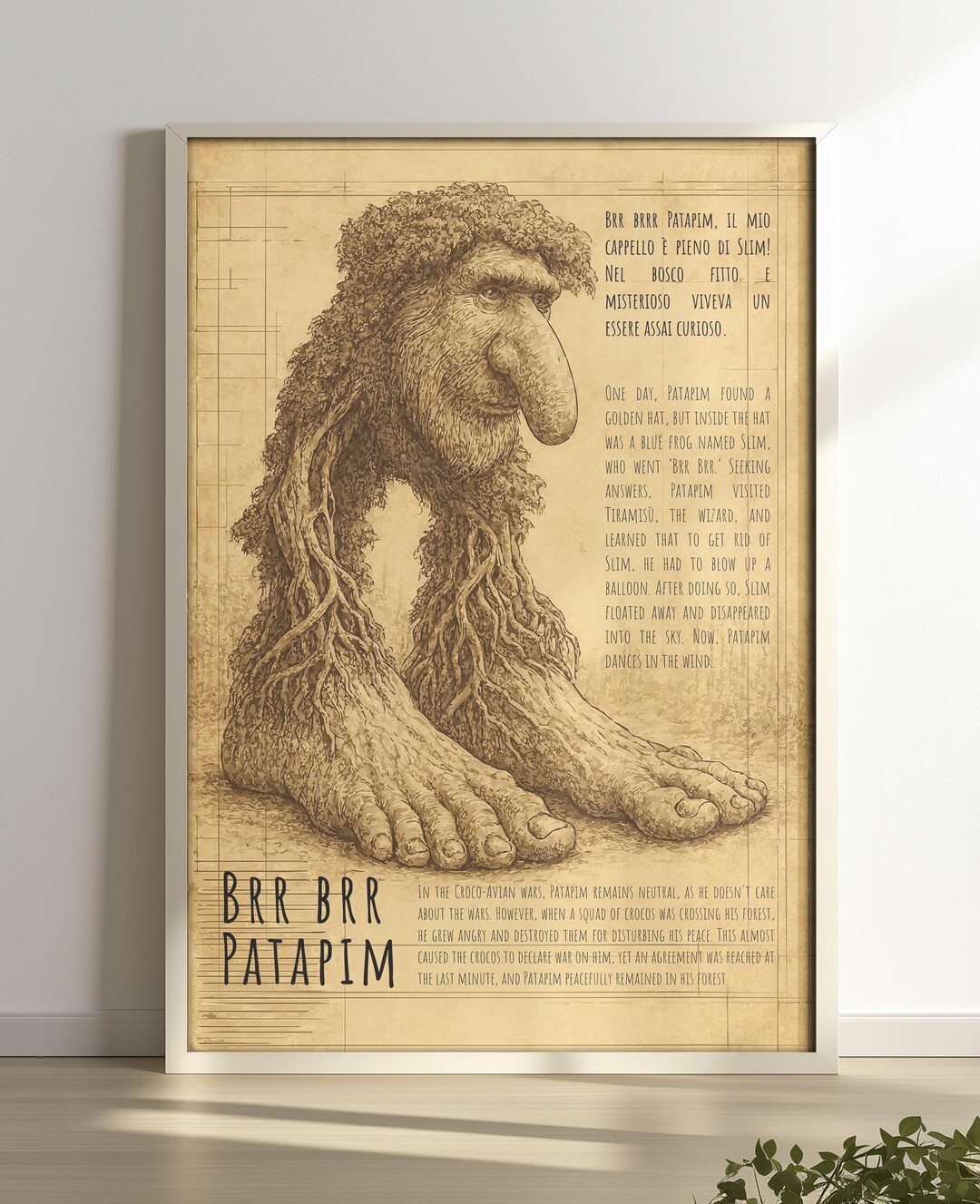 Framed Brr Brr Patapim Brain Rot Meme Poster, Brainrot Memes,meme ...