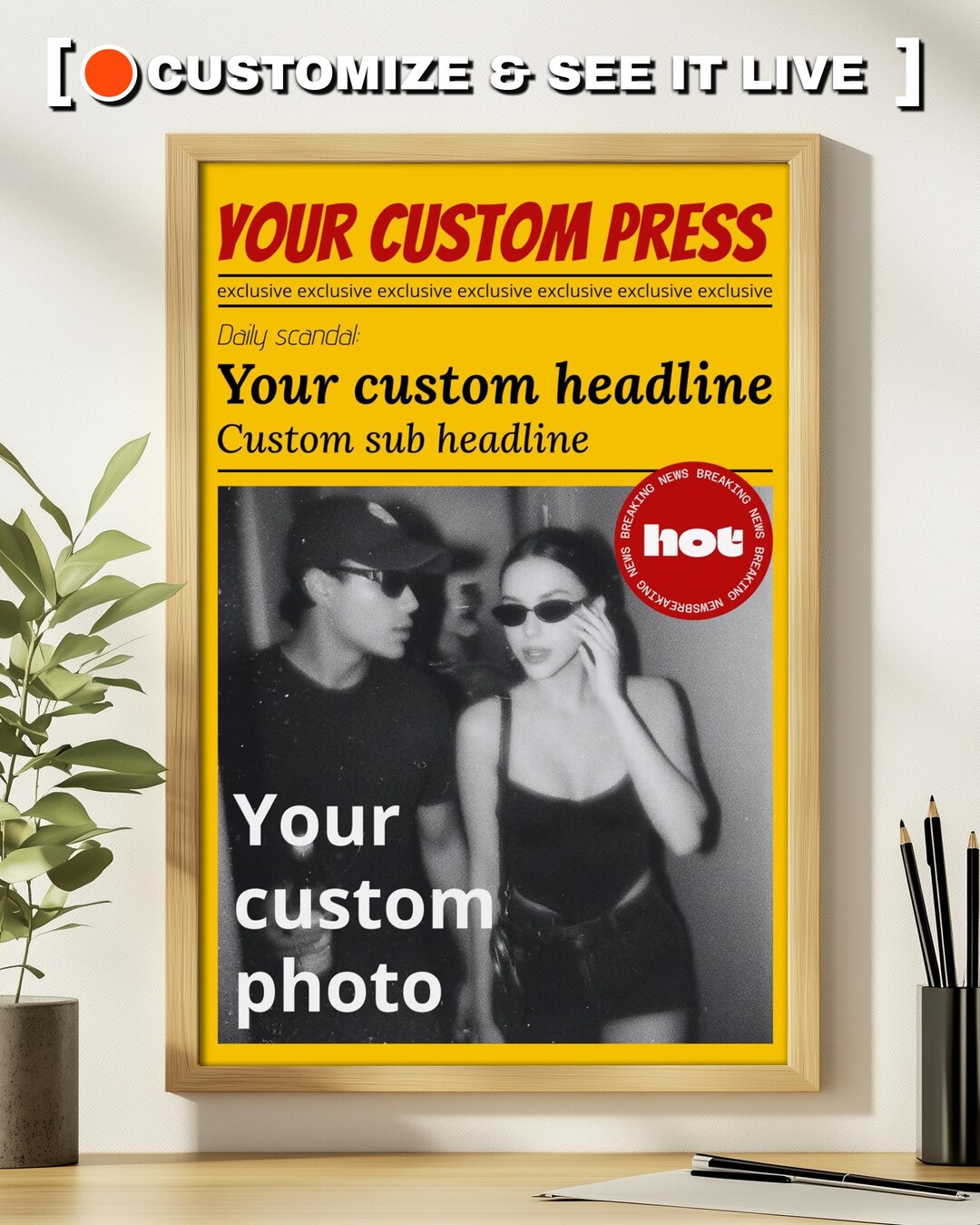 Custom Newspaper Poster, Personalized News Print, DIY Wall Art, Your ...