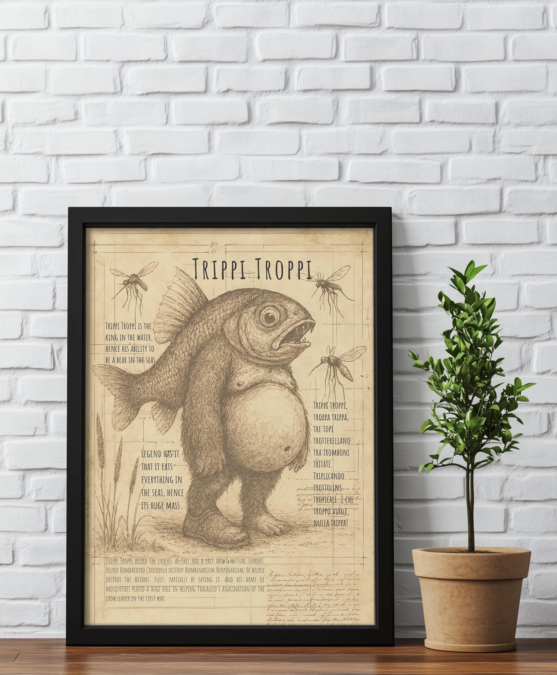 Trippi Troppi Brain Rot Meme Poster, Brainrot Memes,meme Posters,fish ...