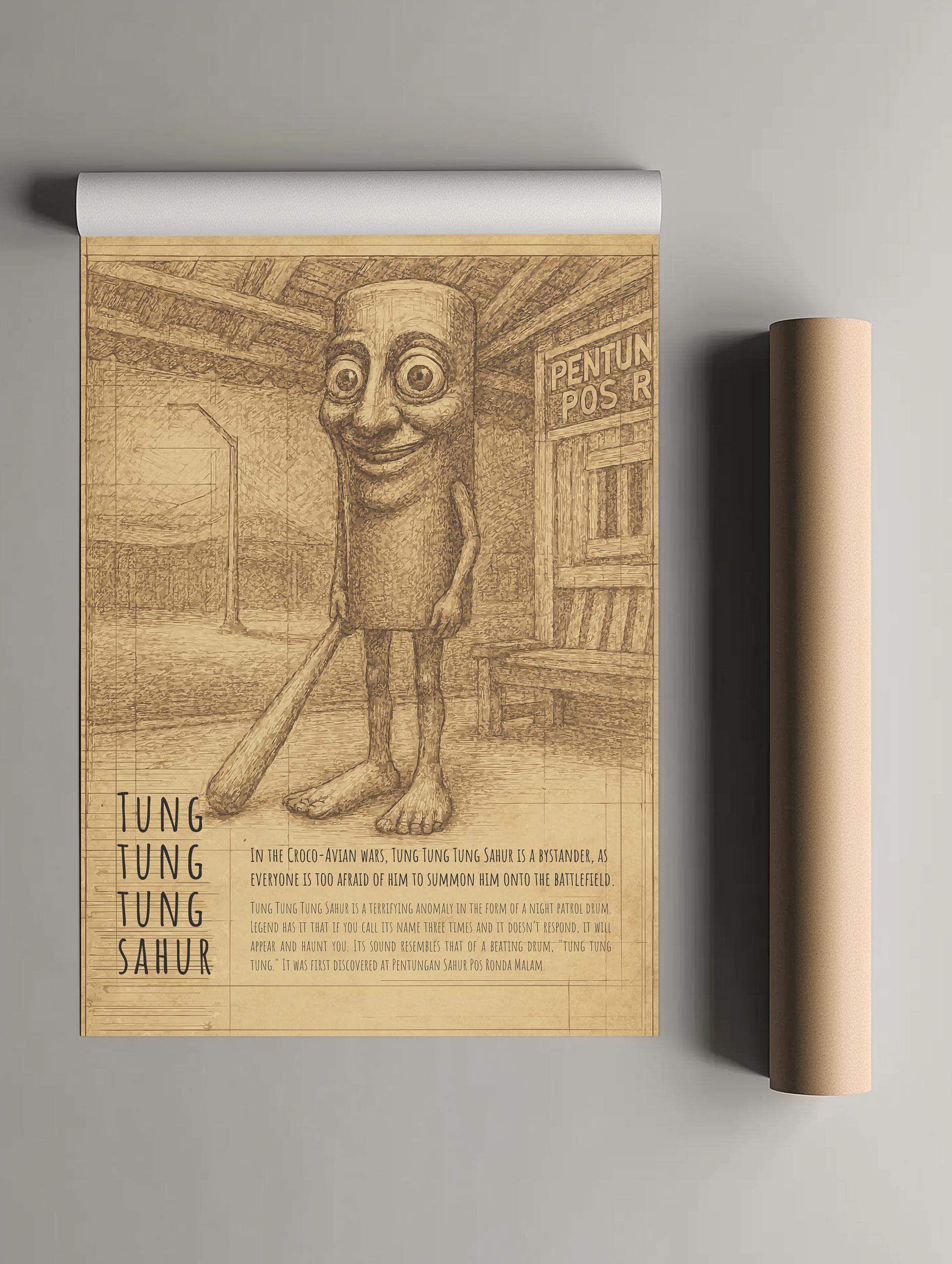 Tung Tung Tung Sahur Meme Poster, Brainrot Memes, Meme Posters, Weird ...