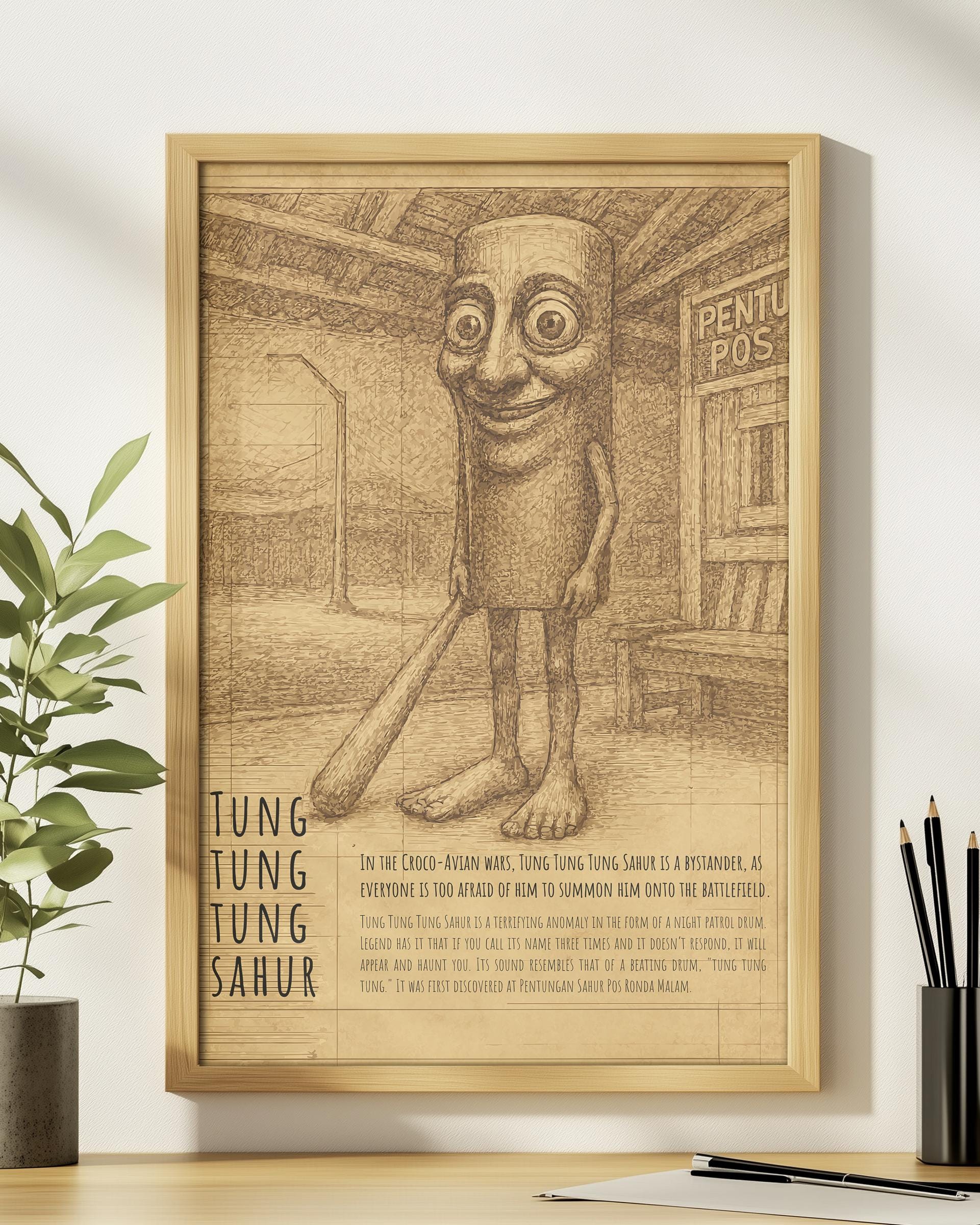 Tung Tung Tung Sahur Meme Poster, Brainrot Memes, Meme Posters, Weird ...