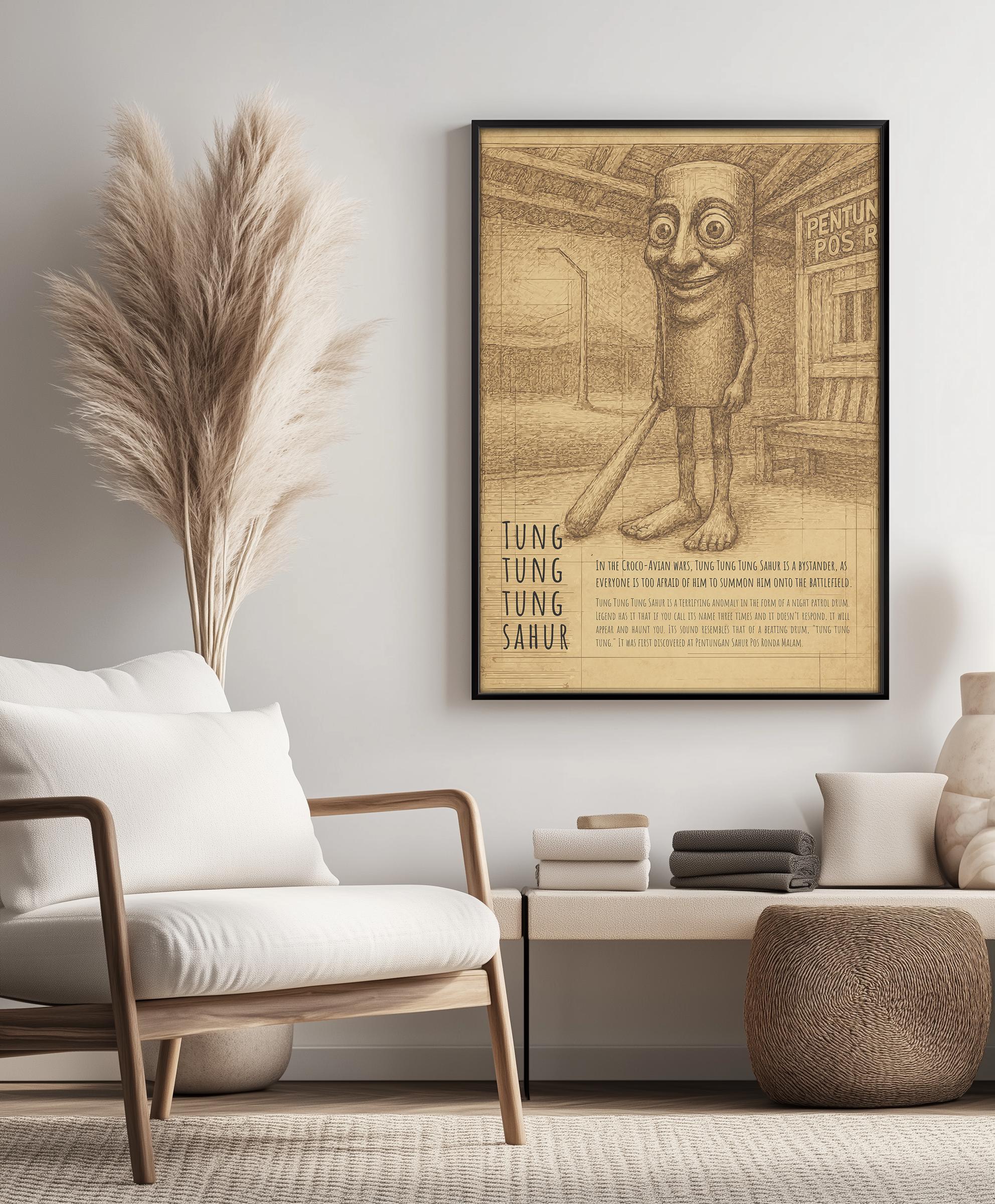 Framed Tung Tung Tung Sahur Meme Poster, Brainrot Memes, Meme Posters ...