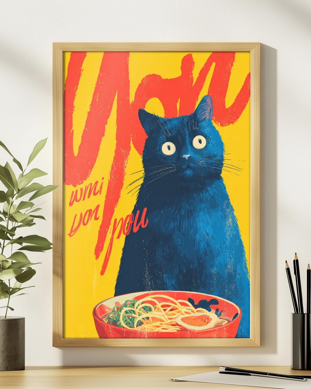 Cat Lover Poster,ramen Shop Decor,japanese Cat Decal,cute Animal ...
