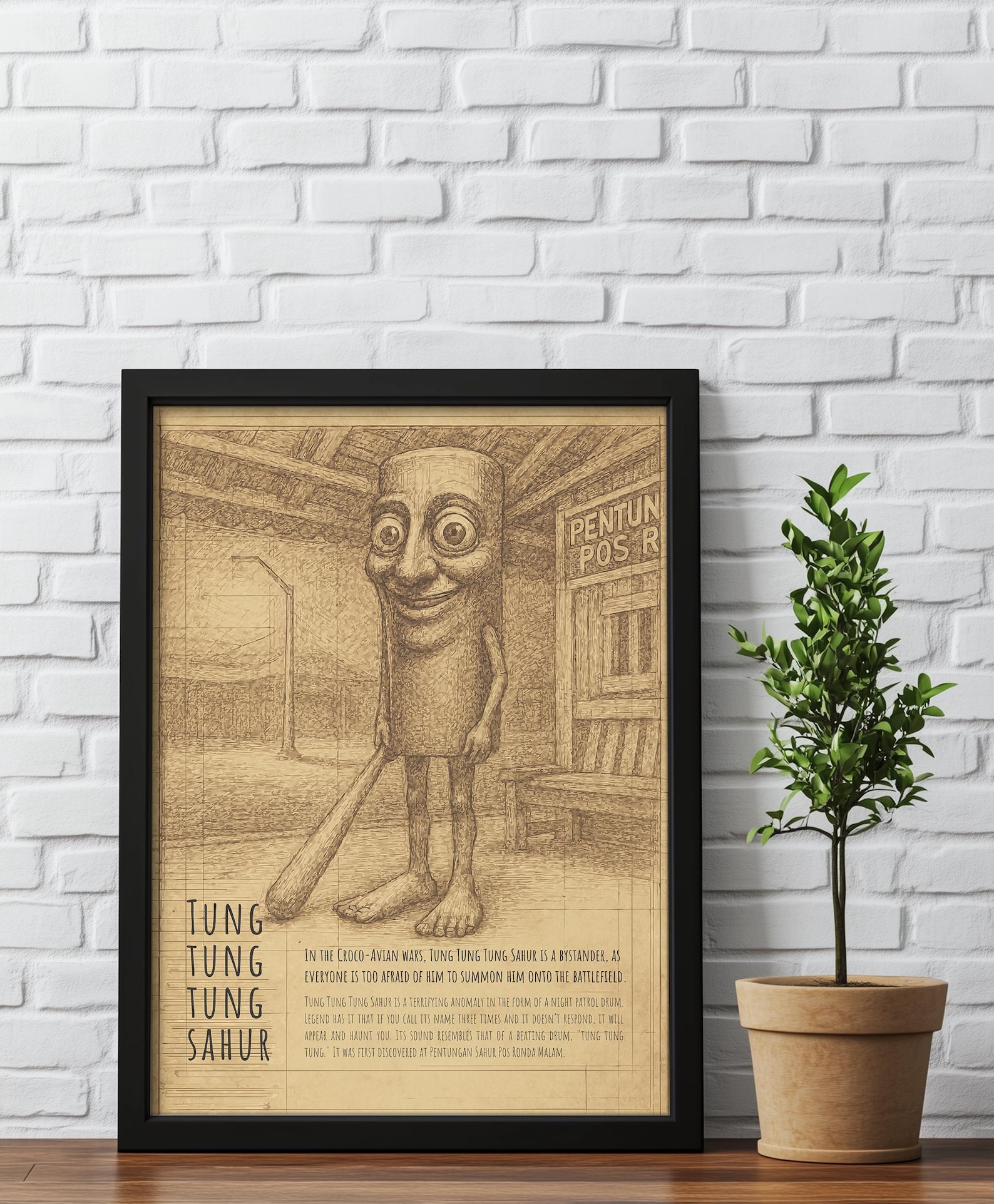 Framed Tung Tung Tung Sahur Meme Poster, Brainrot Memes, Meme Posters ...