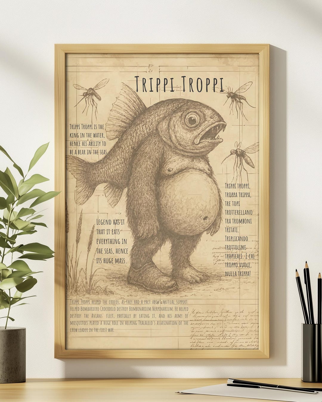 Trippi Troppi Brain Rot Meme Poster, Brainrot Memes,meme Posters,fish ...