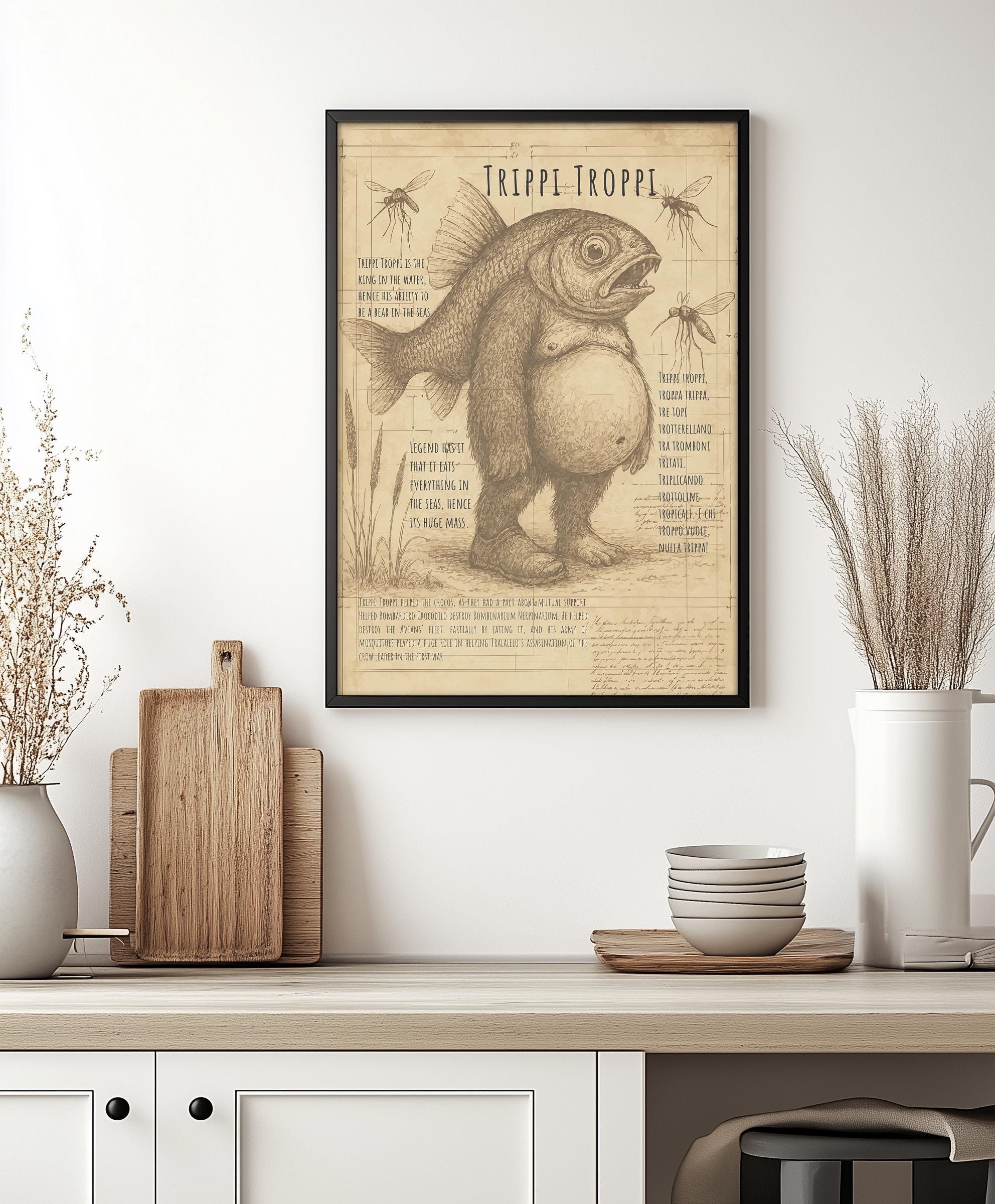 Trippi Troppi Brain Rot Meme Poster, Brainrot Memes,meme Posters,fish ...