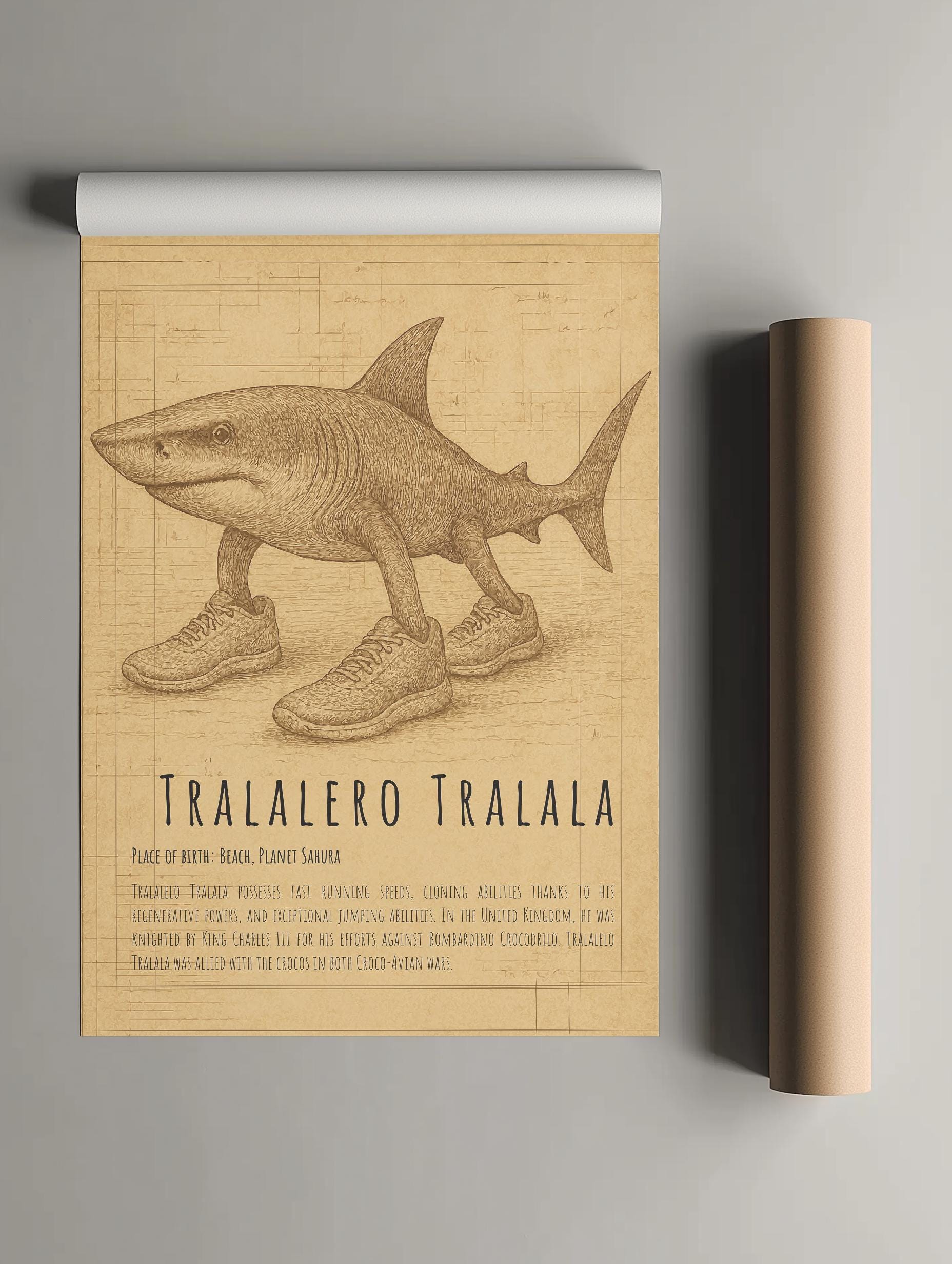 Tralalero Tralala Funny Shark Meme Poster,brainrot Memes,meme Posters ...