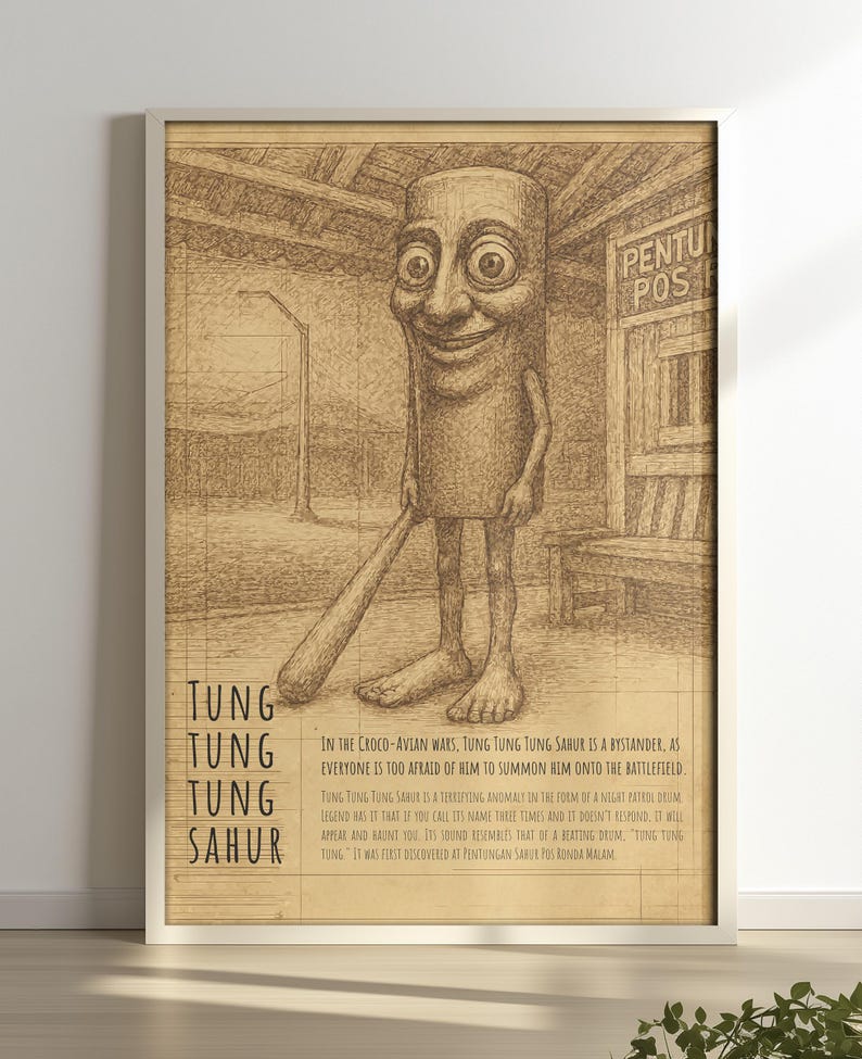 Framed Tung Tung Tung Sahur Meme Poster, Brainrot Memes, Meme Posters ...