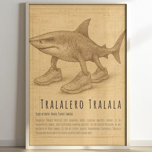 Framed Tralalero Tralala Shark Meme Poster,brainrot Memes,meme Posters ...