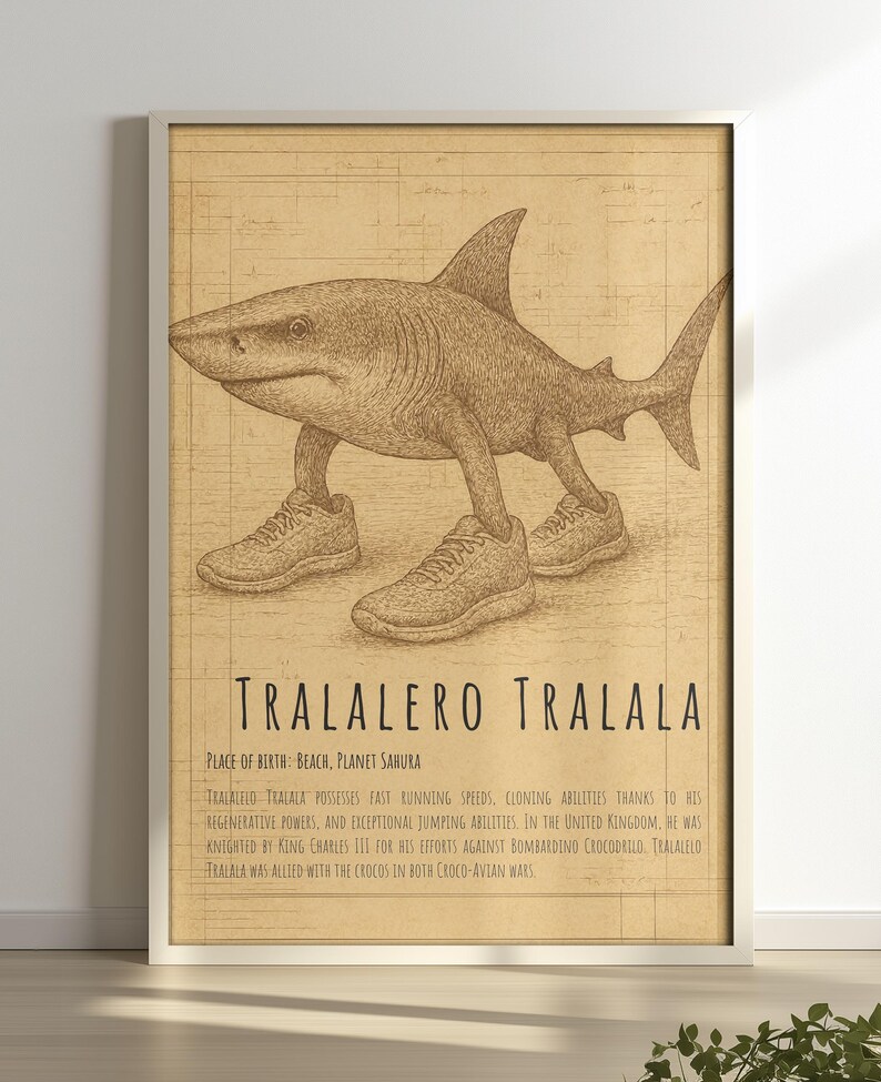 Framed Tralalero Tralala Shark Meme Poster,brainrot Memes,meme Posters ...