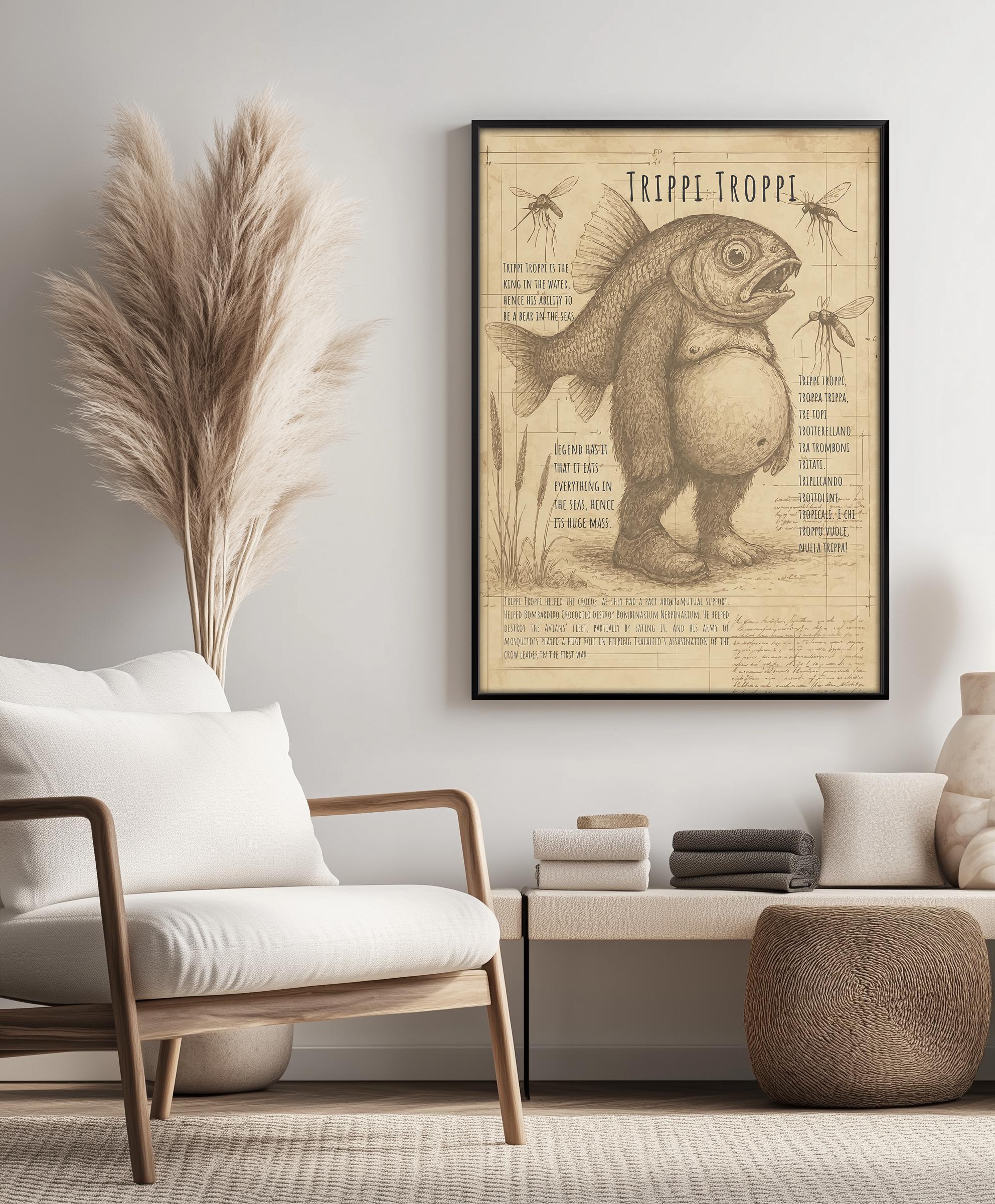 Trippi Troppi Brain Rot Meme Poster, Brainrot Memes,meme Posters,fish ...