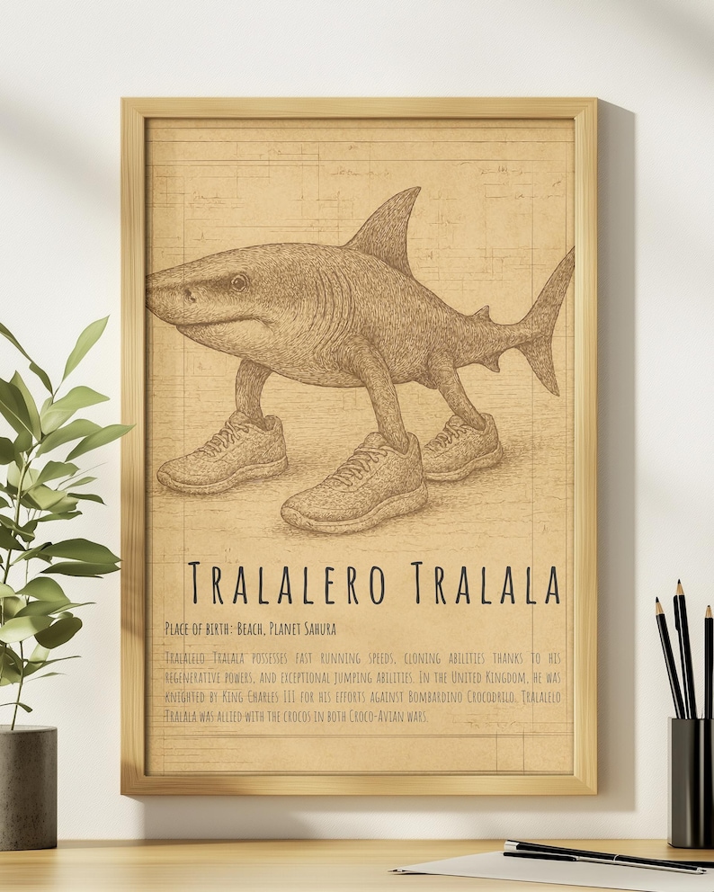 Tralalero Tralala Funny Shark Meme Poster,brainrot Memes,meme Posters ...