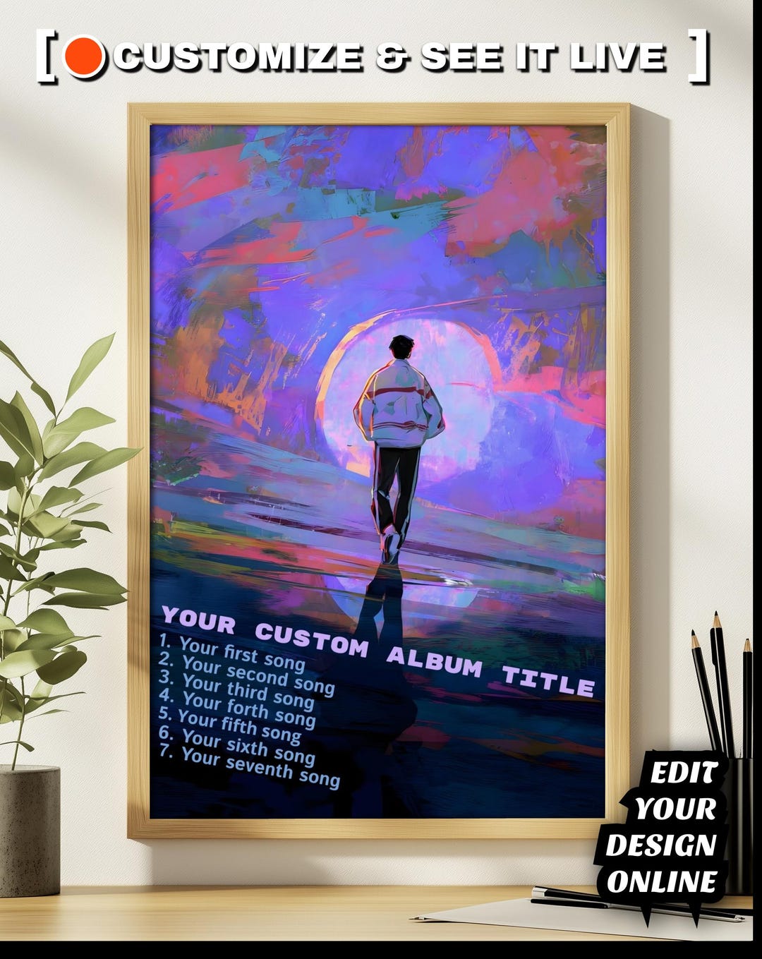 Custom Album Tracklist Poster | Retro Sci-fi Landscape Wall Art - Etsy
