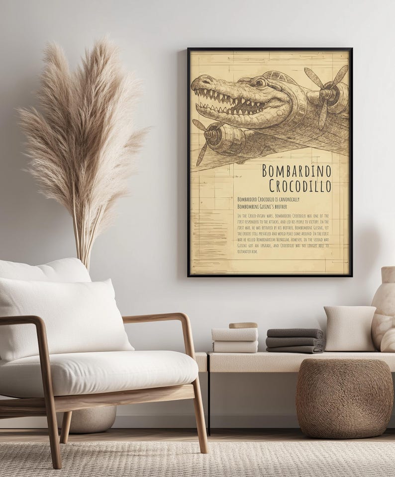 Bombardino Crocodillo Meme Poster, Viral Art Print - Etsy