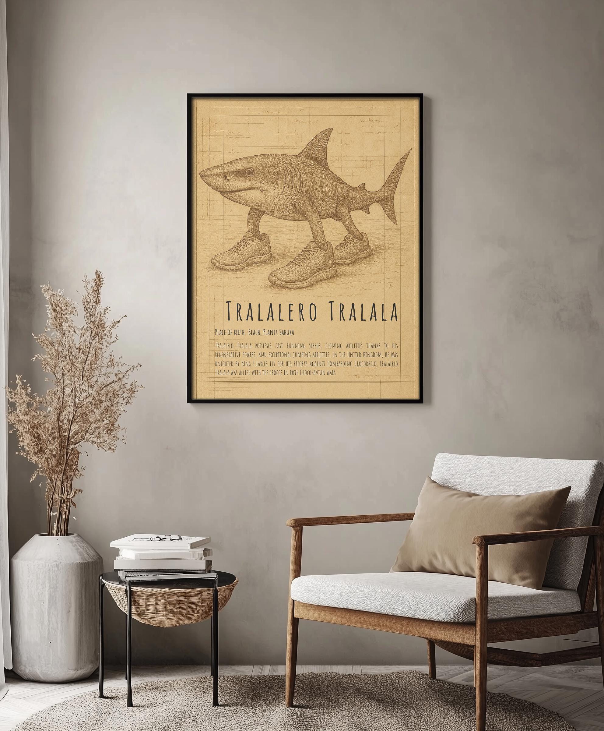 Tralalero Tralala Funny Shark Meme Poster,brainrot Memes,meme Posters ...