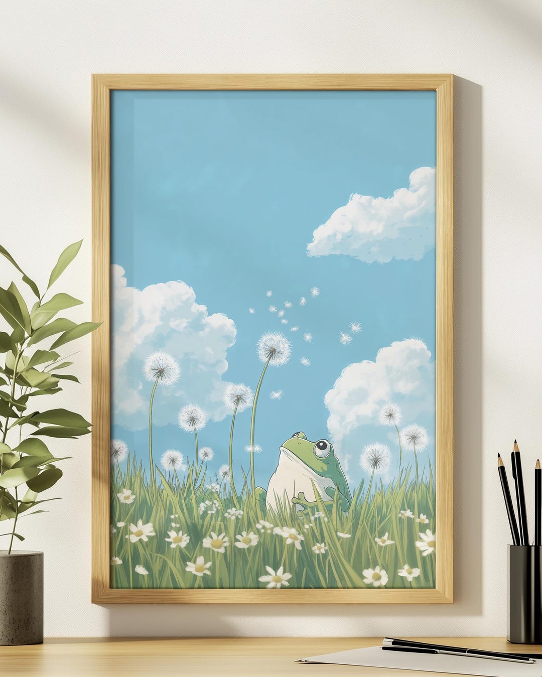 Frog Dandelion Poster, Ghibli Poster, Funky Wall Decoration, Bathroom ...