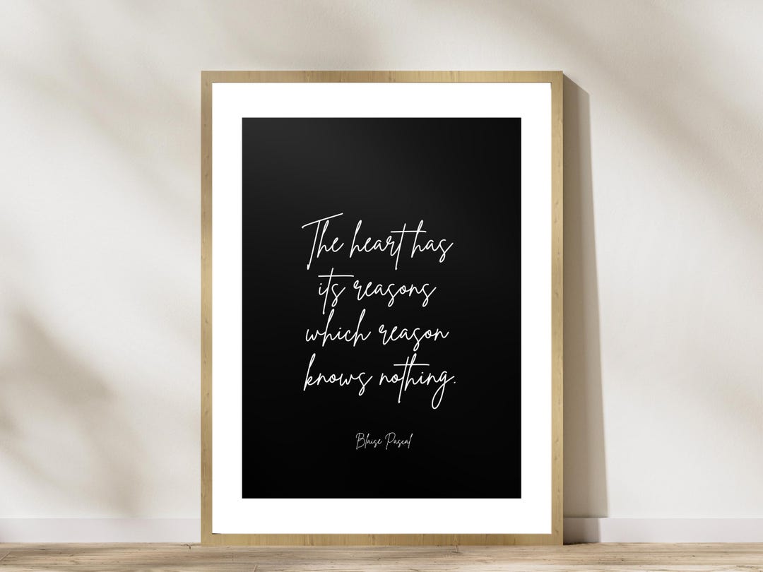 Blaise Pascal Famous Quote Wall Art - Minimalist Cursive Quote Poster ...