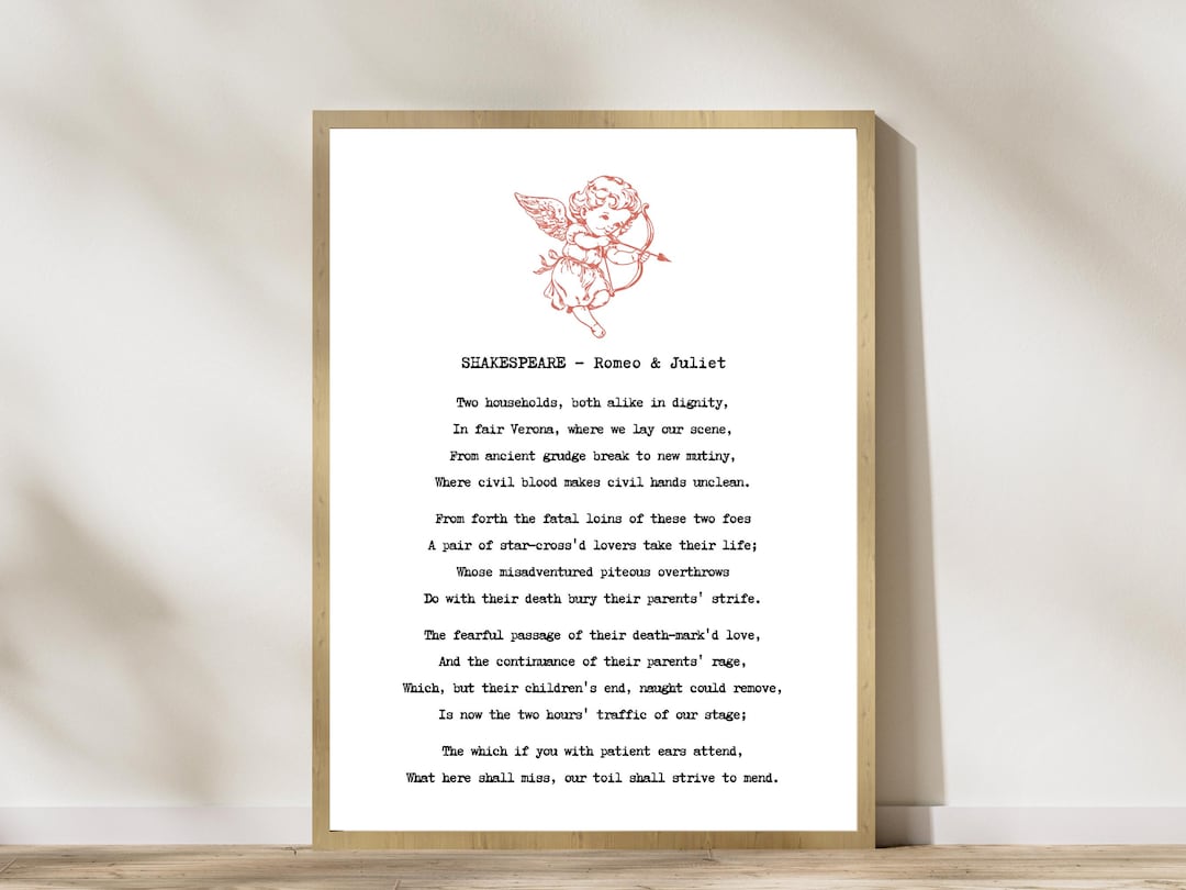 Romeo and Juliet Poster Wall Art - Shakespeare Quote Art - Vintage ...